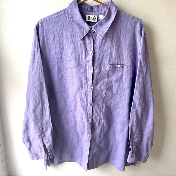 Chico's | Tops | Vintage Chicos Linen Lavender Buttonup Shirt | Poshmark